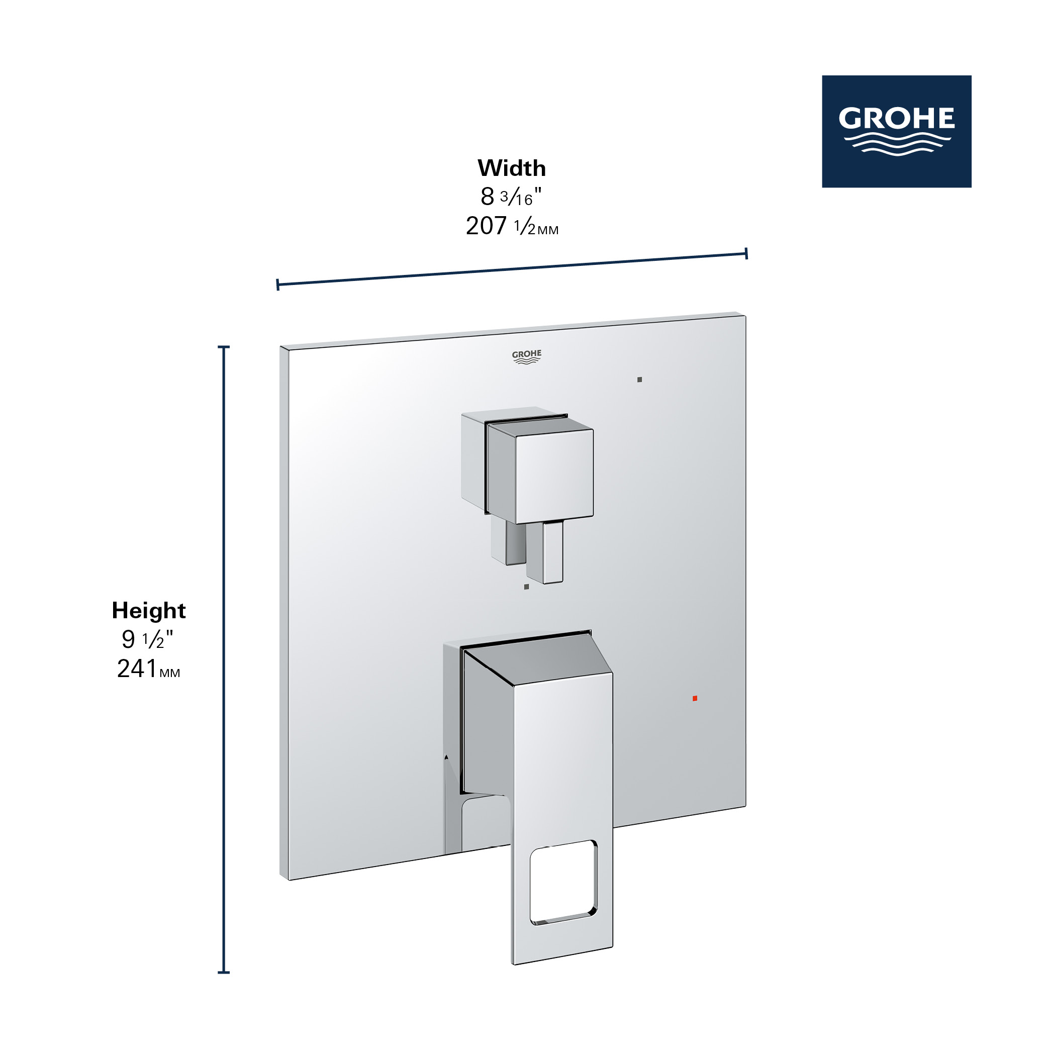 Buy Grohe Grohe 29422000 EUROCUBE Pressure Balance Valve Trim with 2 ...