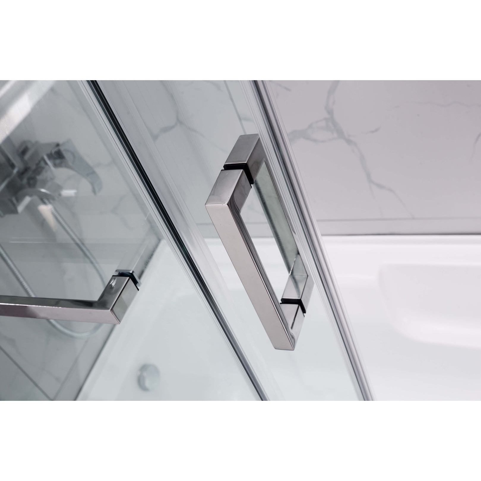 Crecent 3/8" Frameless Single Sliding Glass Shower Door, Chrome - 60"W x 76"H