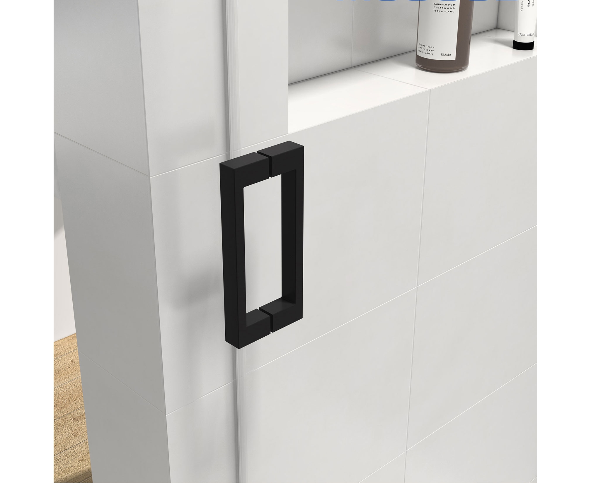 Crecent 3/8" Frameless Single Sliding Glass Shower Door, Matte Black - 60"W x 76"H