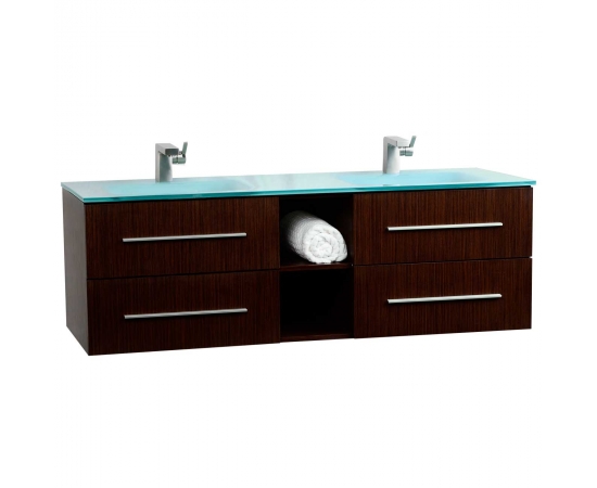 Savona 60" Wall-mounted Double Bathroom Vanity Set VM-V18183-IRW - Iron ...