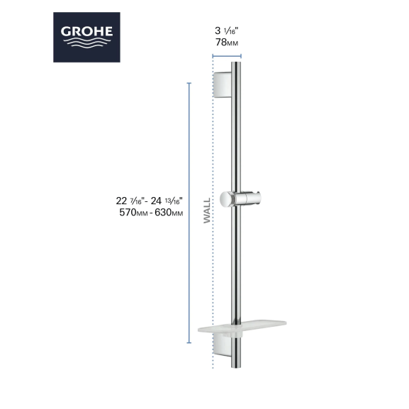 Bathtubs & Showers :: GROHE 26602000 RAINSHOWER 24” Shower Slide Bar ...