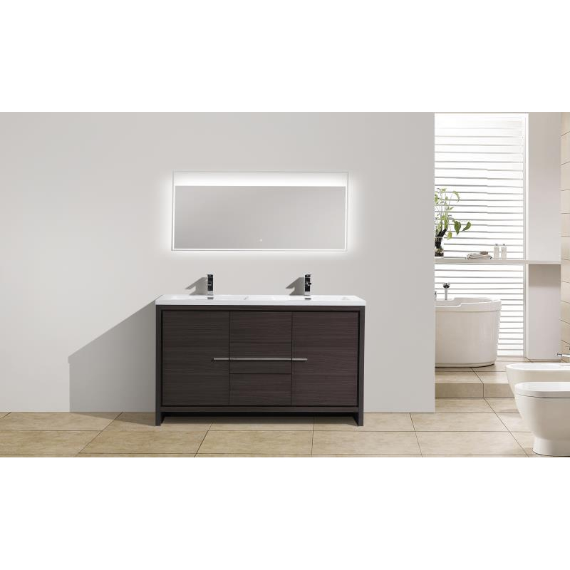 Buy CBI Enna 59 Inch Double Modern Bathroom Vanity Grey Oak TN-LA1500D ...